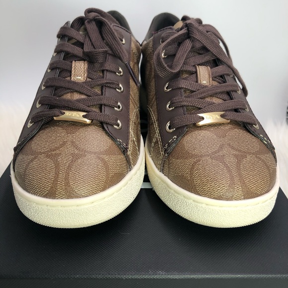 Coach | Shoes | Coach C26 Sig Pvc Lt Snkr Khakimahogany | Poshmark